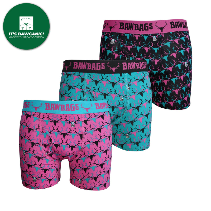 3 Pack of Stag Boxer Shorts, Briefs - Bawbags